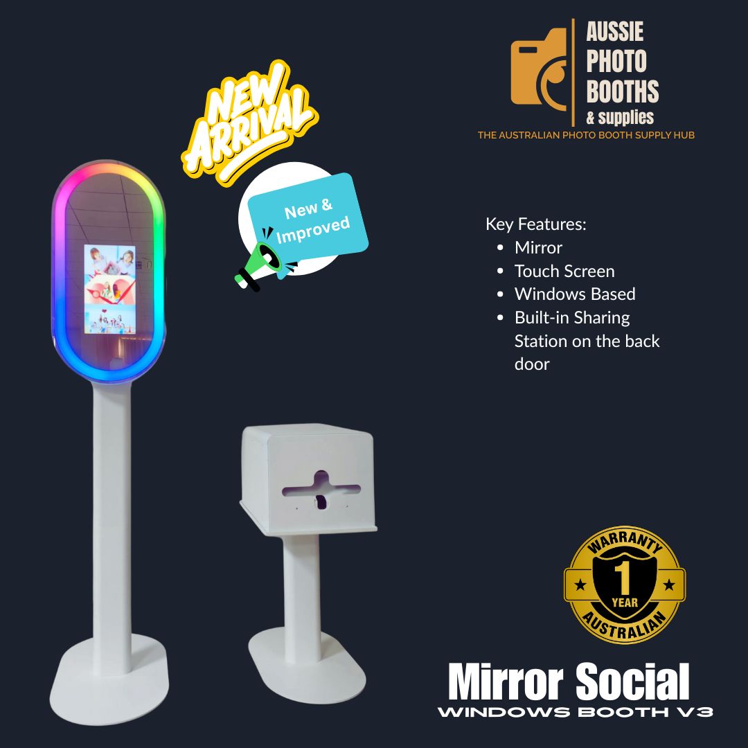 Mirror Social Booth with Back Door Sharing Station - V3 – Aussie Photo ...